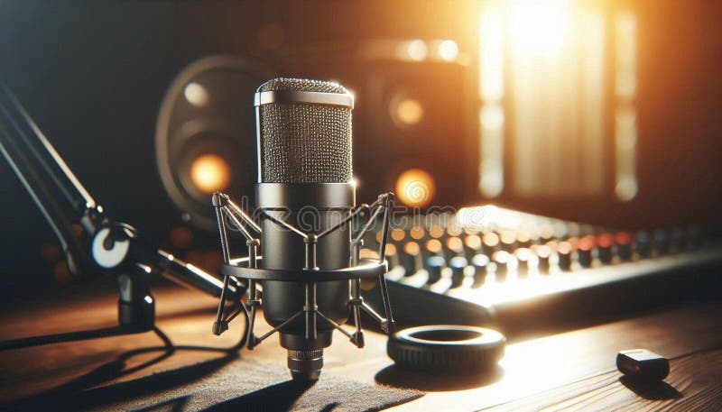 Close-up of a Professional Microphone with a Pop Filter Stock ...