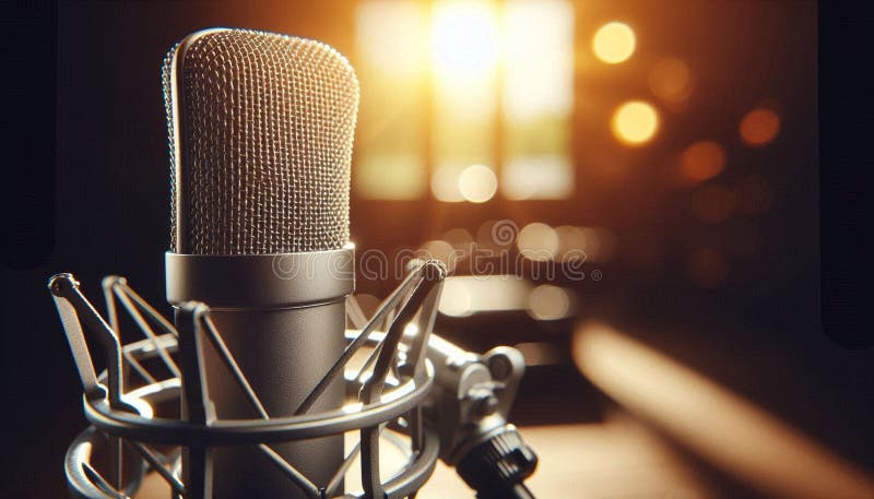 Close-up of a Professional Microphone with a Pop Filter Stock ...