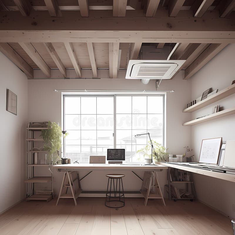 Cozy Home Office Space stock illustration. Illustration of desk - 310464988