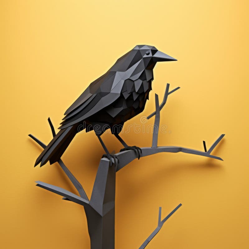 Create a Crow Paper Craft with a Polygon Design Stock Illustration ...
