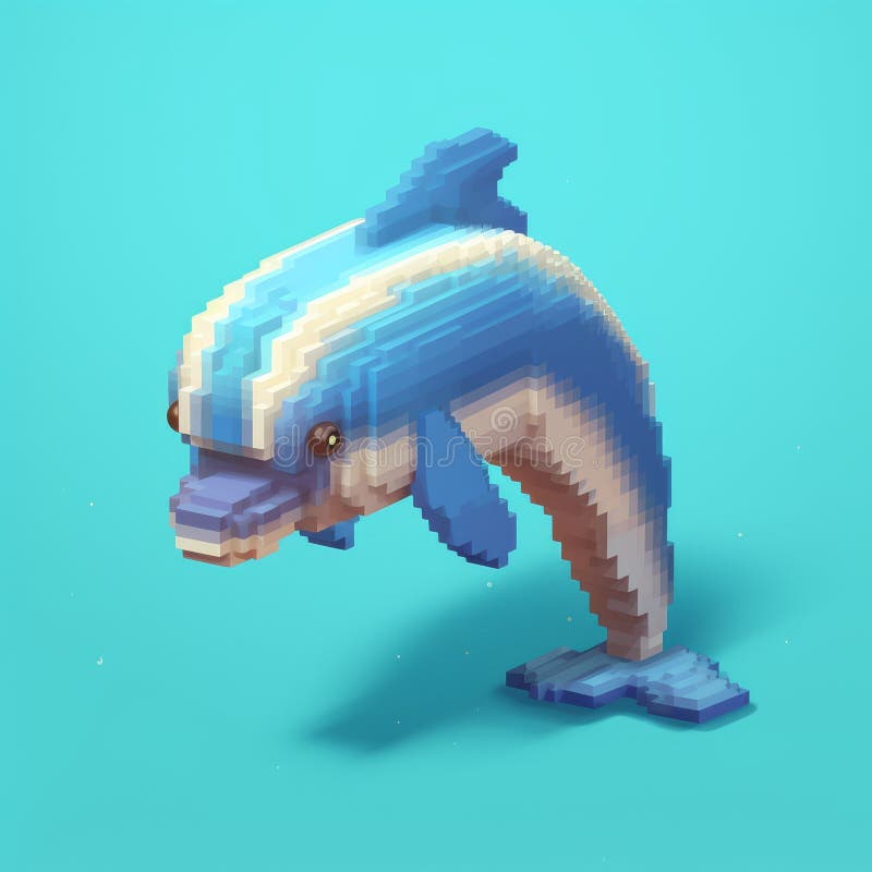 Create a Cute Dolphin Character with Minecraft Pixel Art Stock ...