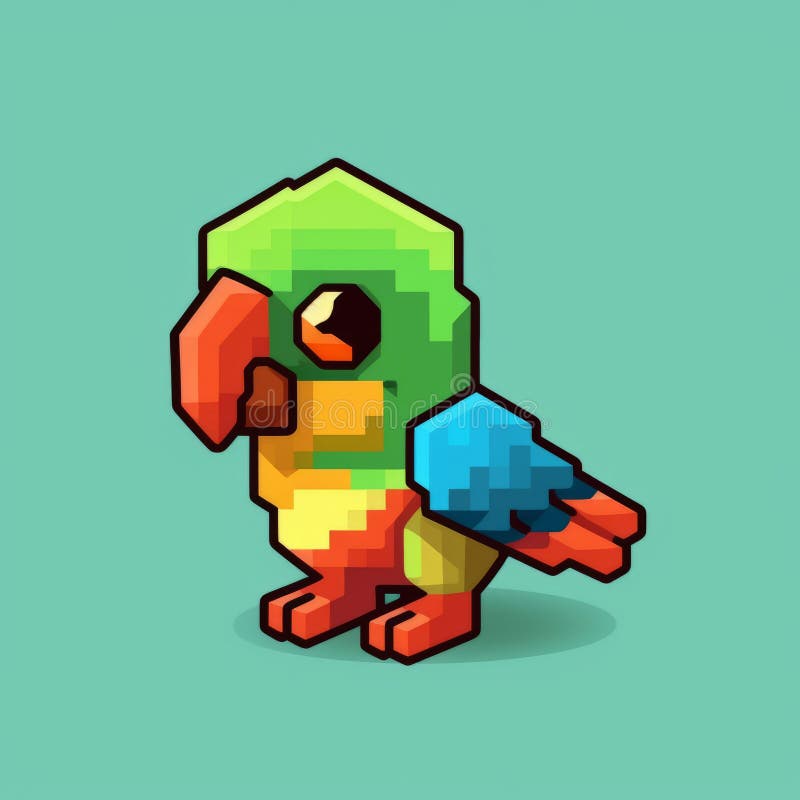 Create a Cute Parrot Character in Minecraft with Pixel Art Stock ...