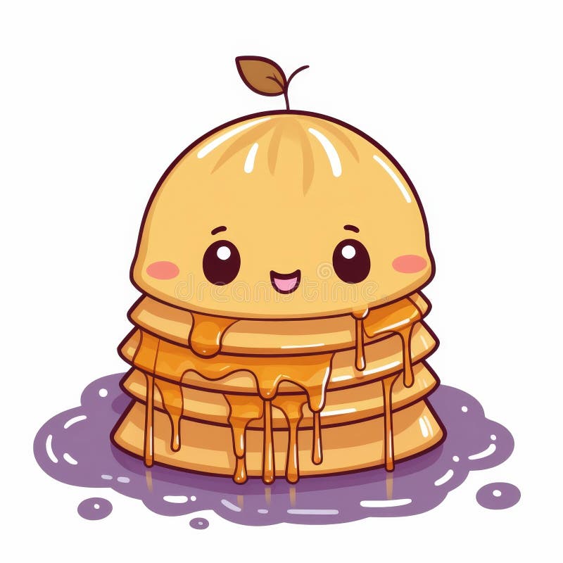 Create a Cute and Simple Line Drawing of a Stack of Pancakes with Syrup ...
