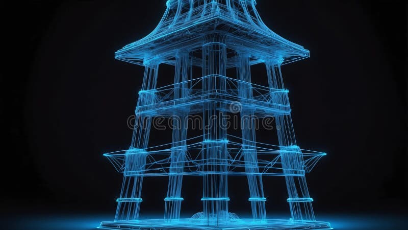 Create a 3d Wireframe Model of a Tower the Desig Ai Generated Stock ...