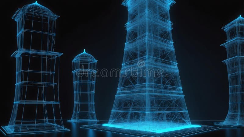 Create a 3d Wireframe Model of a Tower the Desig Ai Generated Stock ...