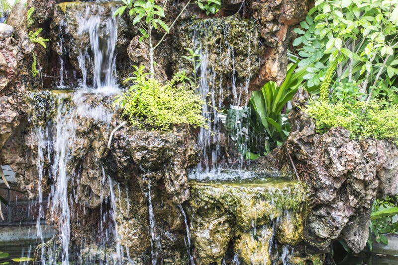 Create a Decorative Waterfall in the Garden Stock Photo - Image of ...