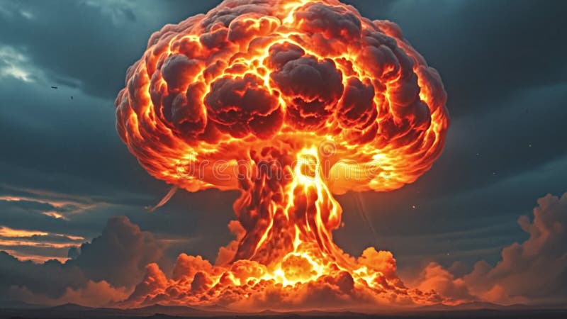Create a Dramatic Scene of a Nuclear Explosion, Massive Mushroom Cloud ...