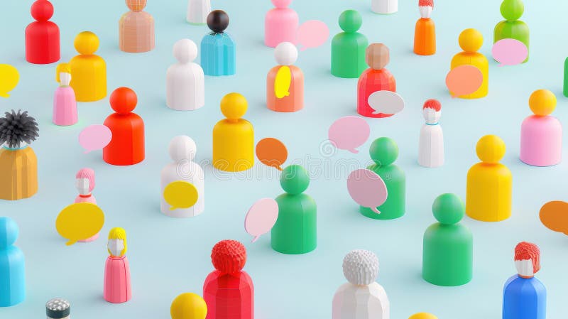 Large Group of Diverse People Standing on Different Levels and Chatting ...