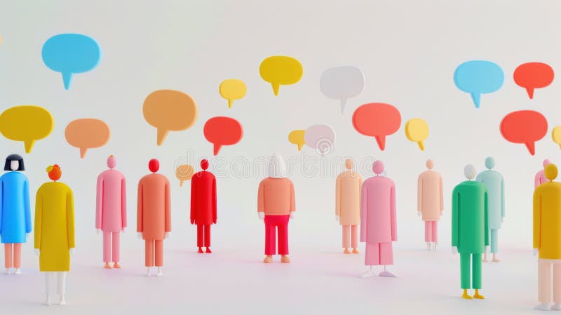 Large Group of Diverse People Standing on Different Levels and Chatting ...