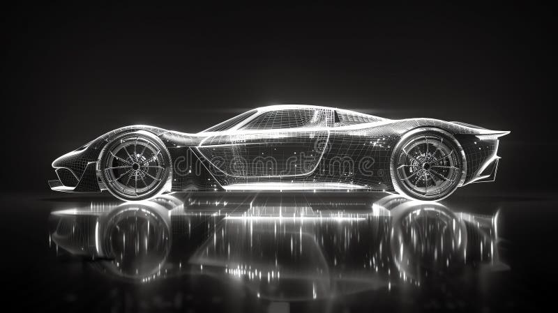 Create a Dynamic Image of a Long Shot Supercar, Captured in a Wireframe ...