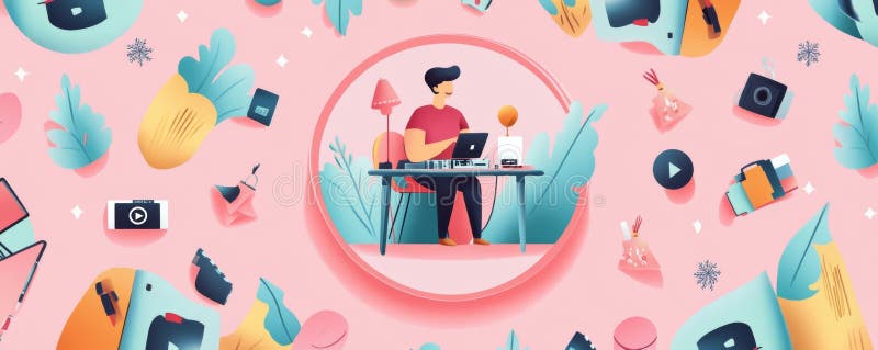 Dynamic Pattern with a Content Creator with Circle Behind Stock ...