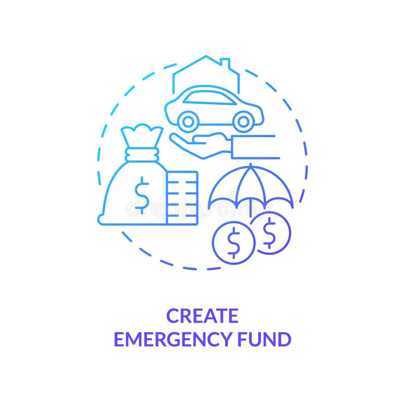Create Emergency Fund Blue Gradient Concept Icon Stock Illustration ...