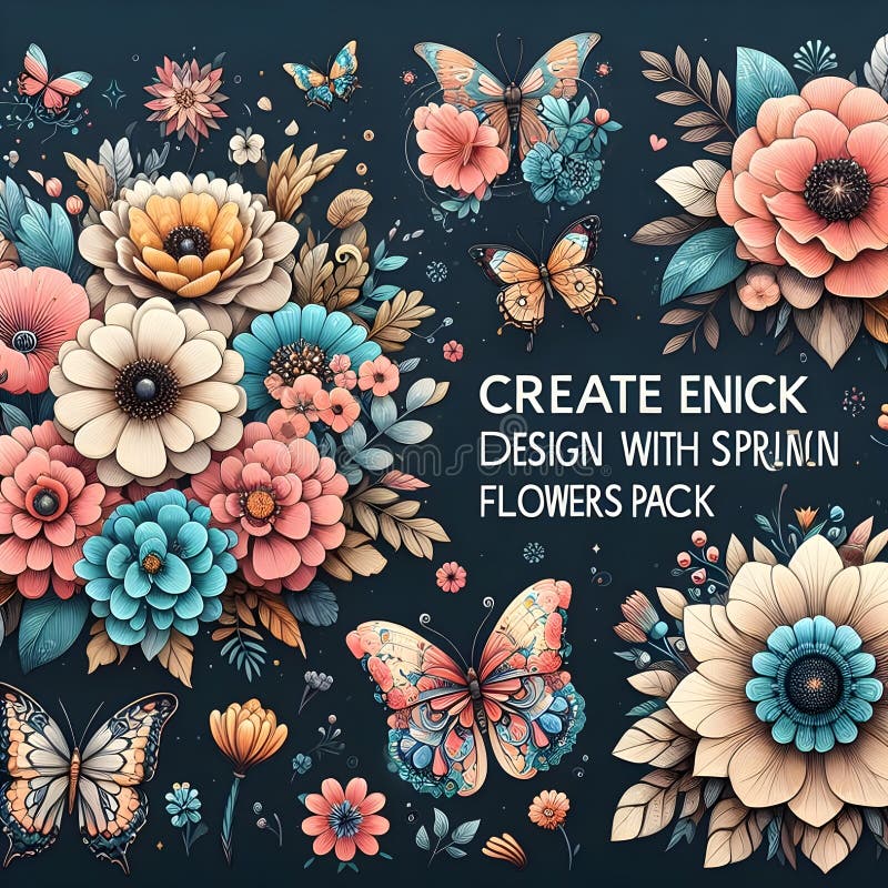 Create Enick Design with Spring Flowers Packs Stock Photo - Image of create, packs: 315500426