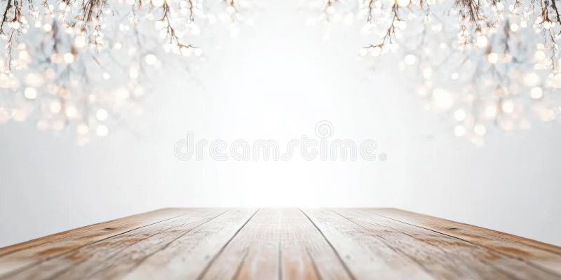 Create a Festive Scene with Wooden Surface and Sparkling Lights ...