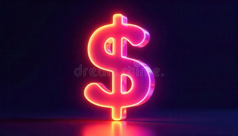 Transparent 3d Dollar Sign Glowing Vibrant Neon Light Stock Photos ...