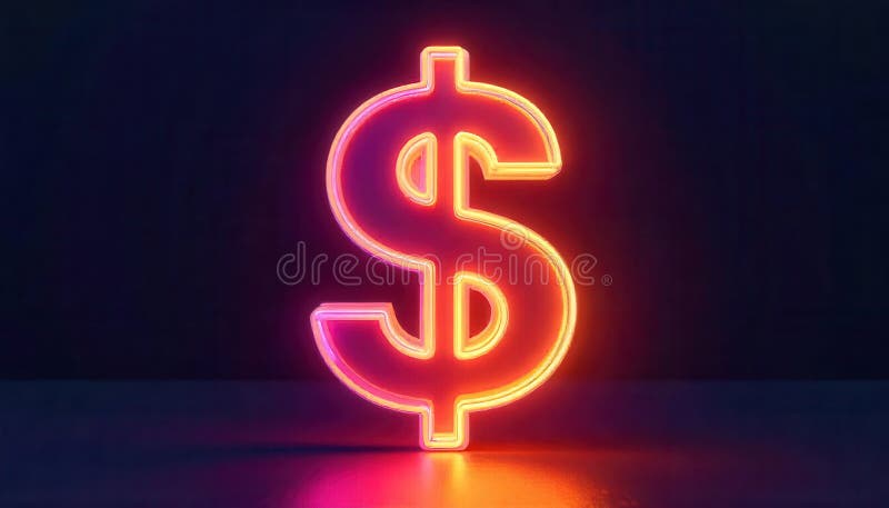 Glossy Neon Dollar Symbol Floating 3d Digital Style Stock Photos - Free ...
