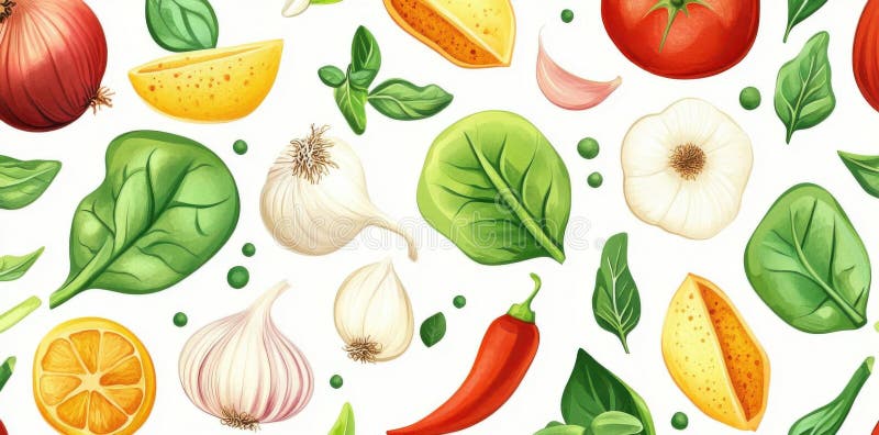 Create Fresh Food Ingredient Illustration, with Vegetable and Culinary ...