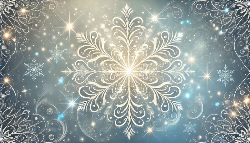 Create Glowing Snowflake Pattern on Soft Gradient Blue Background with ...