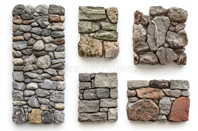 Create a High-resolution Digital Image of Four Different Stone Wall ...