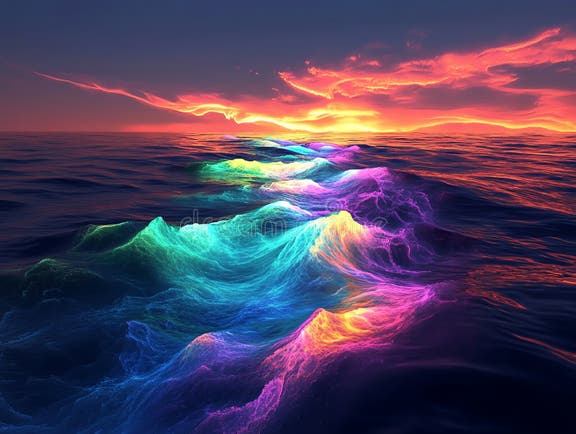Create a Hyperreal Ocean Scene Where the Waves Dissolve into Colorful ...