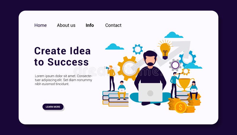 Create Idea To Success Landing Page Template Graphic Design ...