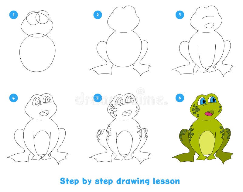 Create an Illustration Step by Step. Frog. Stock Vector - Illustration ...