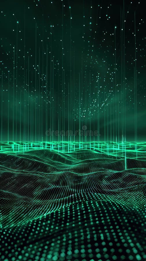 Create an Image of an Abstract Digital Horizon with a Night Sky Stock ...