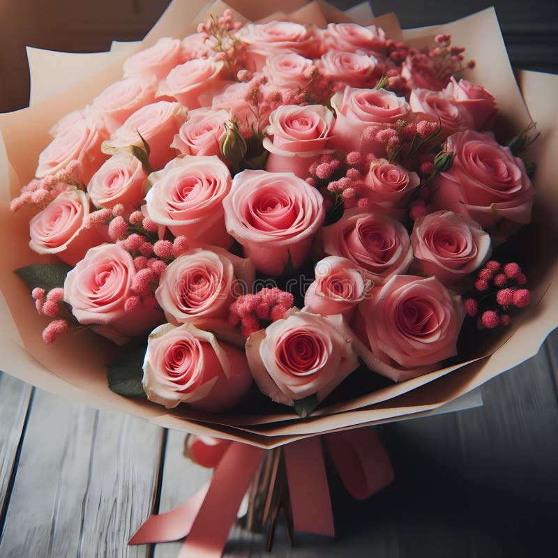 Create an Image Bouquet of Many Red Roses in Wrapping Paper, 100, for ...