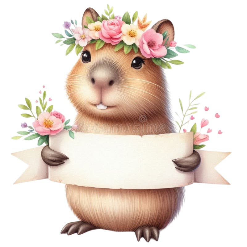 Capybara Holding a White Sign Stock Vector - Illustration of bright ...