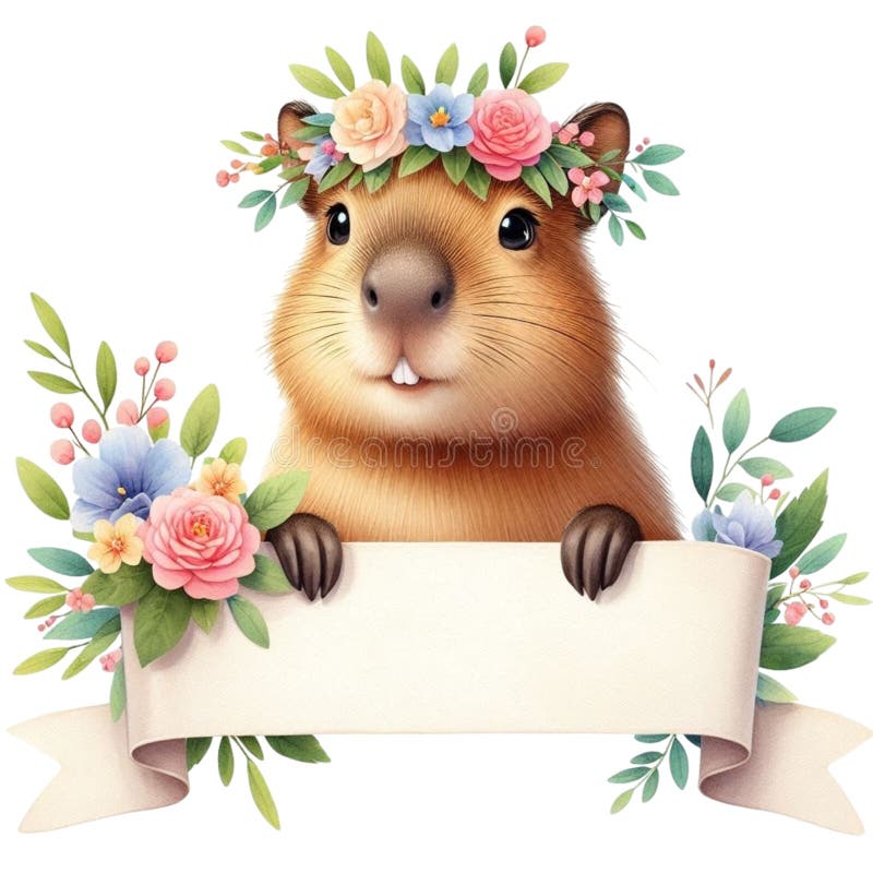 Capybara Holding a White Sign Stock Vector - Illustration of abstract ...