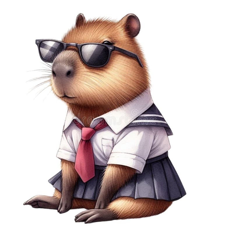 Capybara Wearing a School Uniform Stock Vector - Illustration of ...