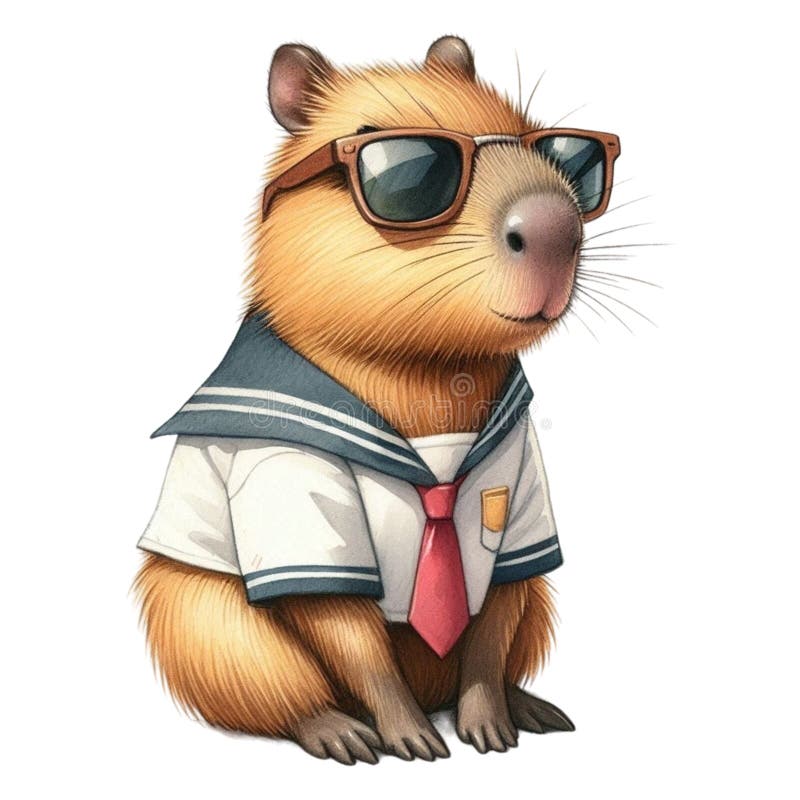 Capybara Wearing a School Uniform Stock Vector - Illustration of ...