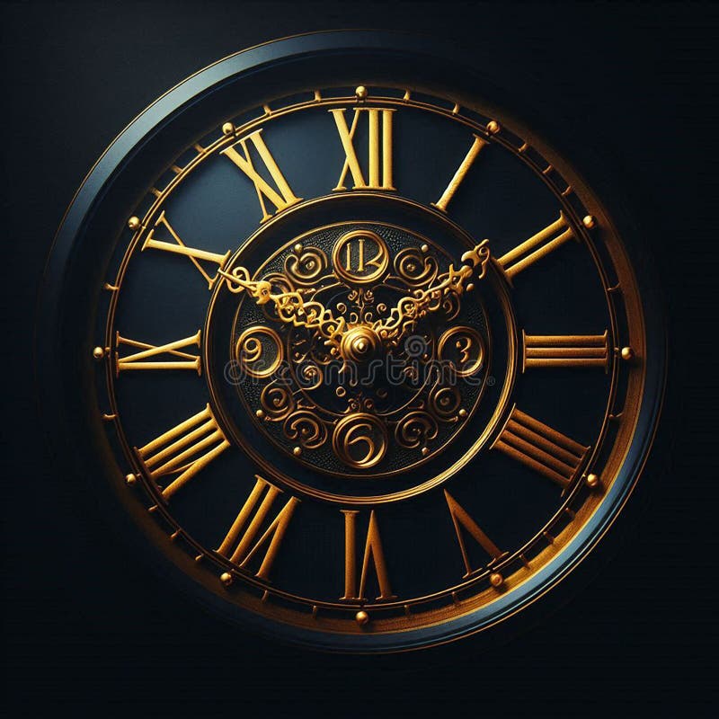 A Clock with Ornate Hands and Roman Numerals on Its Face Stock ...