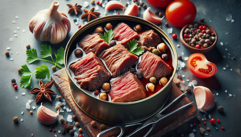 Close-up of Cooked Beef Macro Closeup Canned Beef Stock Illustration ...