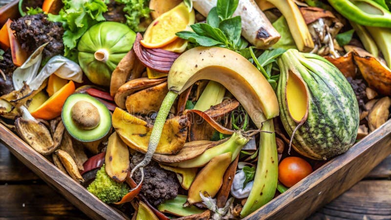 Close-up Sorting of Organic Waste Recycling Stock Illustration ...