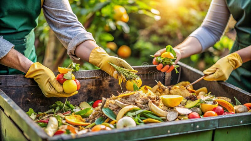 Close-up Sorting of Organic Waste Recycling Stock Illustration ...