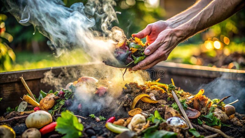 Close-up Sorting of Organic Waste Recycling Stock Illustration ...