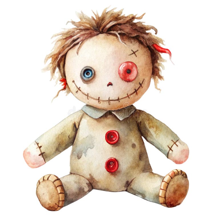 Creepy Horror Rag Dolls Watercolor Stock Vector - Illustration of ...