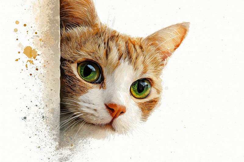 Create an Image of a Curious Tabby Cat at Eye Level, Gazing into the ...