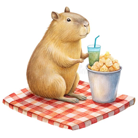 Cute Capybara Kawaii Popcorn Bucket Stock Vector - Illustration of ...