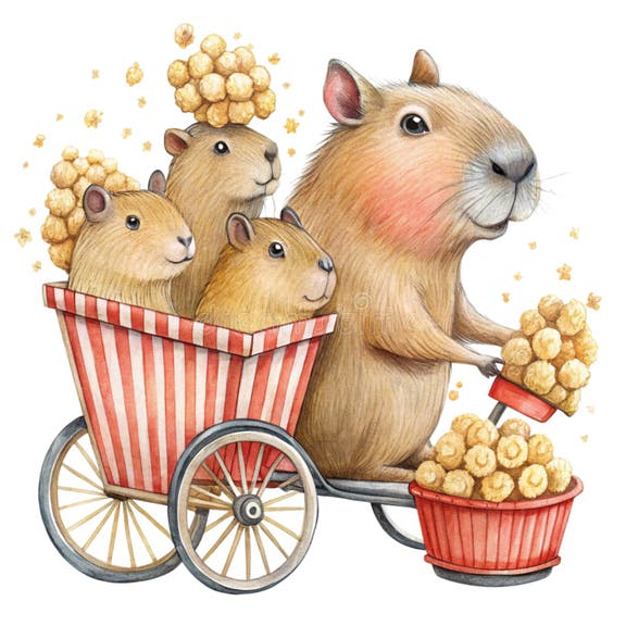 Cute Capybara Kawaii Popcorn Bucket Stock Vector - Illustration of ...