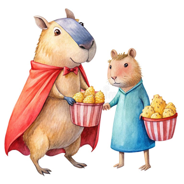 Cute Capybara Kawaii Popcorn Bucket Stock Vector - Illustration of ...