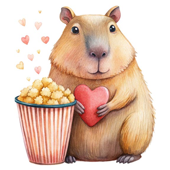 Cute Capybara Kawaii Popcorn Bucket Stock Vector - Illustration of ...