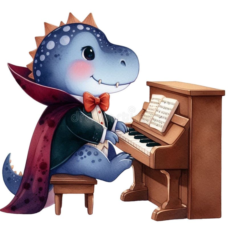 Cute Dinosaur Wearing a Vampire Costume Clipart Watercolor Stock Vector ...