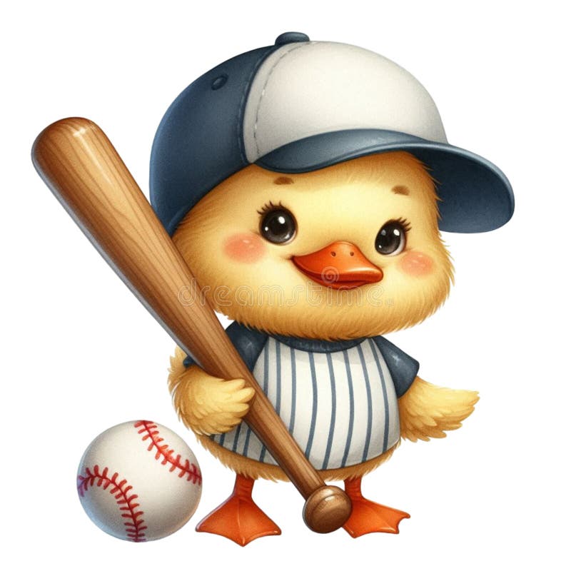 Cute Duck Holding a Baseball Bat Stock Vector - Illustration of cute ...