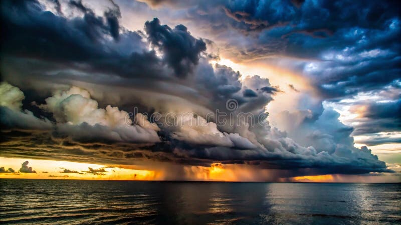 Dramatic Storm Clouds Gathering Over the Ocean Stock Illustration ...