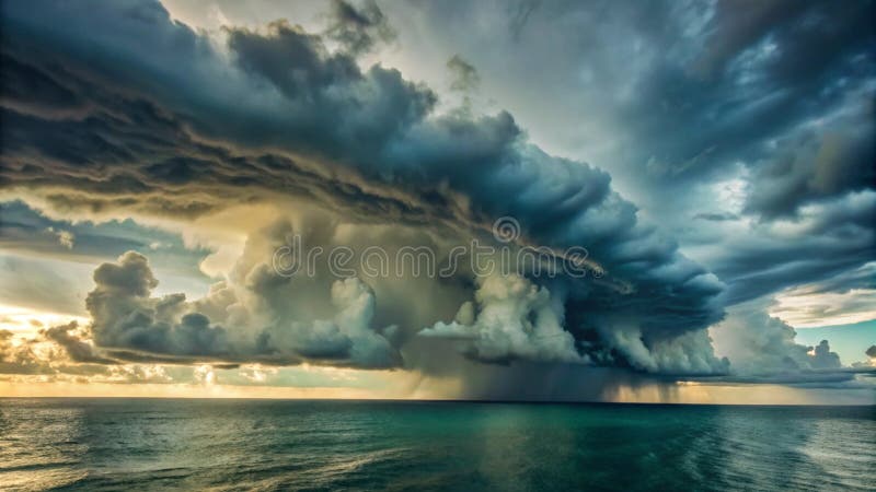 Dramatic Storm Clouds Gathering Over the Ocean Stock Illustration ...