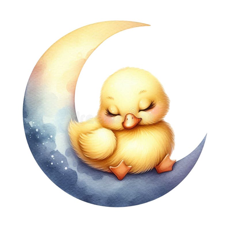 Duck Sleeping on a Crescent Moon Stock Vector - Illustration of weather ...