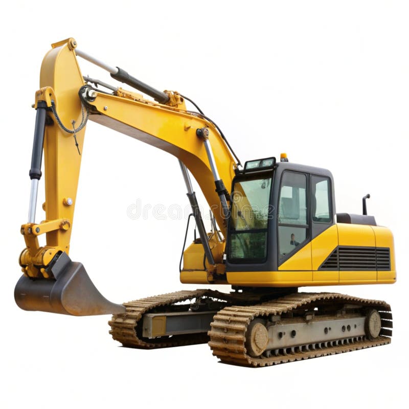 Excavator Digging the Soil White Background Stock Illustration ...