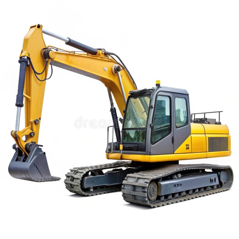 Excavator Digging the Soil White Background Stock Illustration ...